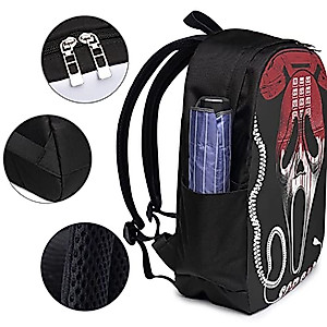Halloween Horror Movie Ghost-Face Laptop Backpack with USB Charging Port, 17 Inch, Unisex, Adjustable Shoulder Strap Backpack, Travel Backpack, Business Backpack, School Computer Bag for Women & Men
