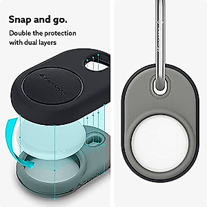 Caseology Nano Pop Compatible with Apple AirTag Case for AirTag Holder (2021) - Black Sesame