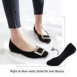 Toes Home No Show Socks Womens, Ultra Low Cut Liners Non Slip Footies for Flats Hidden Invisible Boat Summer Black 5 Pairs