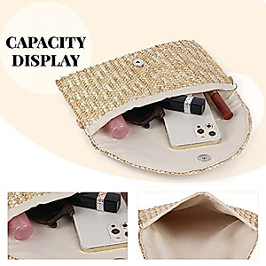 LUI SUI Straw Clutch Purse Bags for Women Summer Beach Purse Woven Straw Shoulder Bags Beach Clutch Bags