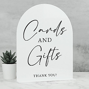 White Arch Acrylic Wedding Sign- 8"x10" Acrylic Cards and Gifts Sign and Base,1/8" Thick | Modern Calligraphy Arched Acrylic Table Sign for Wedding & Event Party (Cards and Gifts Sign, 8"x10")