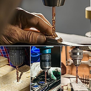 MulWark Drill Bit Set, 13 Piece 1/16-Inch to 1/4-Inch M35 Cobalt Titanium Nitride Coated Drill Bits for Metal, Stainless Steel, Plastic, Wood, Steel