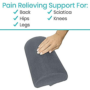 Vive Bolster Pillow for Legs & Back (Firm) - Memory Foam Support Pad for Side, Stomach Sleeper - Lumbar Half Roll for Knee, Leg, Lower Back, Spine Alignment - Ergonomic Sleeping Padding