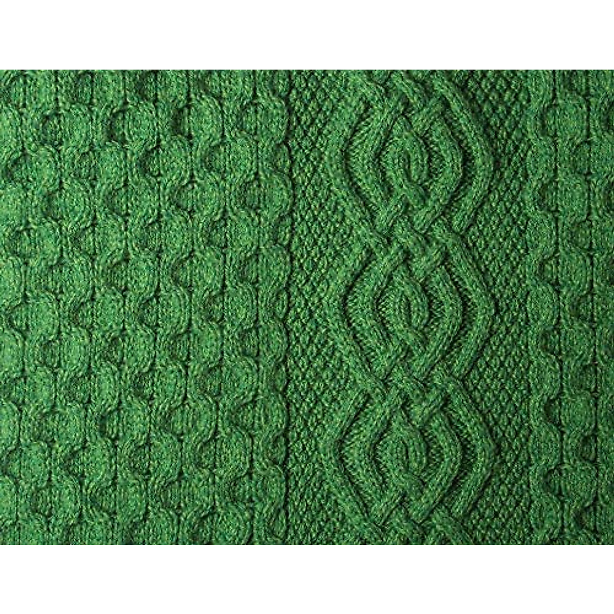 SAOL Honeycomb and Cable Knit Patterns 100% Irish Merino Wool Aran Throw/Blanket 60 x 40 inches (Green)
