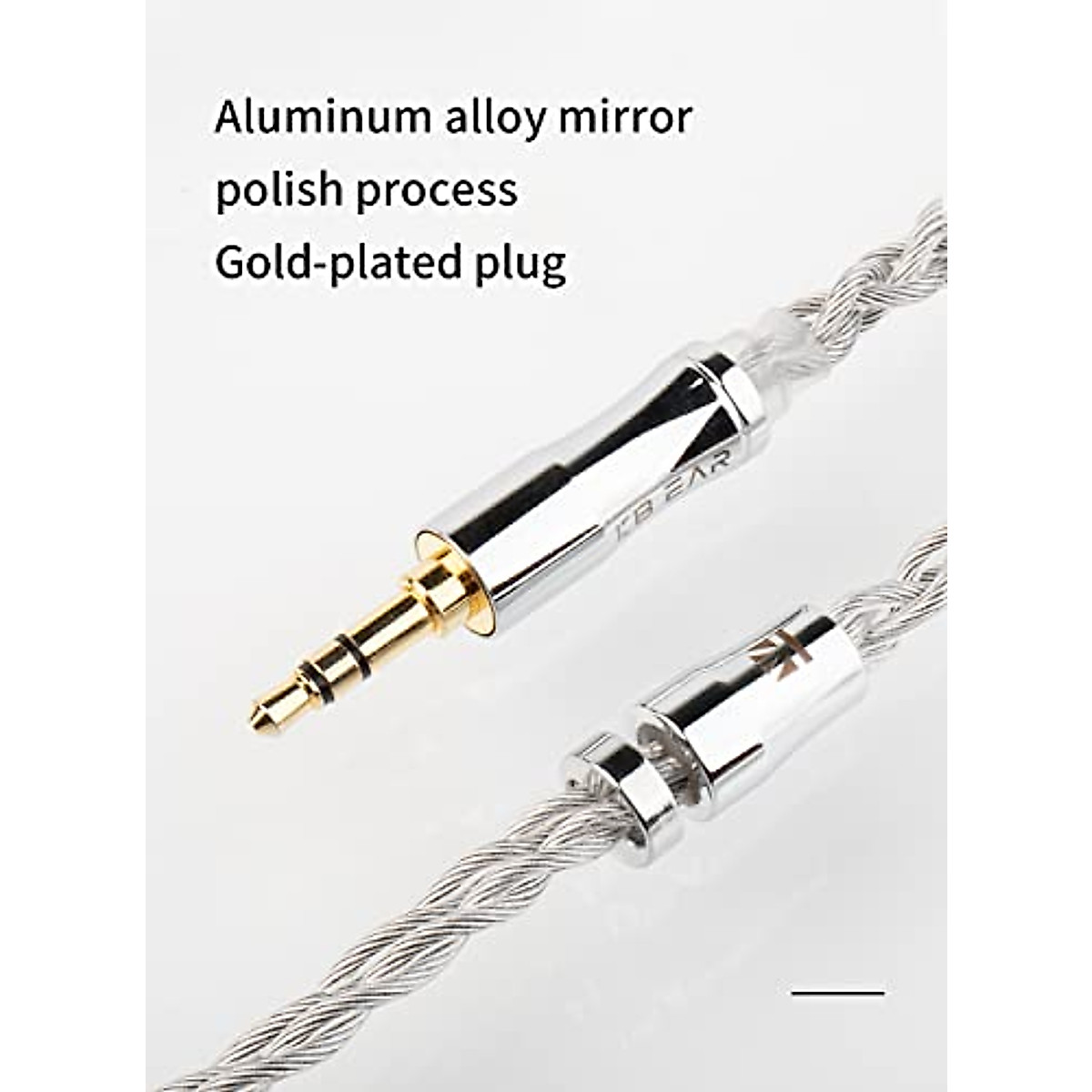 H HIFIHEAR 2Pin Earphone Cable,KBEAR Chord 4 Cores Graphene Mixedly Braided with OFC Silver-Plated Upgrade Wire,3.5mm Gold-Plated Detachable Cable Replacement Earphone Wire (Silver, 2Pin 0.78-3.5MM)