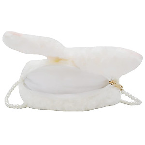 JIANEEXSQ Cute Bunny Crossbody Bag Kawaii Fluffy Plush Rabbit Animal Purse Lovely Lolita Girl Handbag Kids Teenagers Wallets (Pearl Chain), White