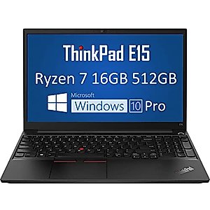 Latest Lenovo ThinkPad E15 Gen 3 15.6" FHD (16GB RAM, 512GB PCIe SSD, AMD 8-Core Ryzen 7 4700U (Beat i7-1165G7), Full HD IPS) Business Laptop, Wi-Fi 6, Webcam, Windows 10 Pro / Windows 11 Pro