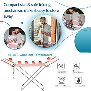 20 Bars Winged Electric Heated Clothes Airer - Energy-Efficient Indoor Horse Rack - Indoor Laundry Clothes Drying Rack - for Indoor Outdoor Home Laundry Room Apartment, Foldable