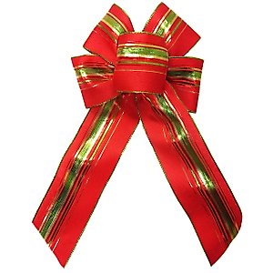 6" Festive Deco Red Christmas Wreath Bows by Alpine Holiday Bows - Bold Colorful Christmas Bows for Decorating & Crafts
