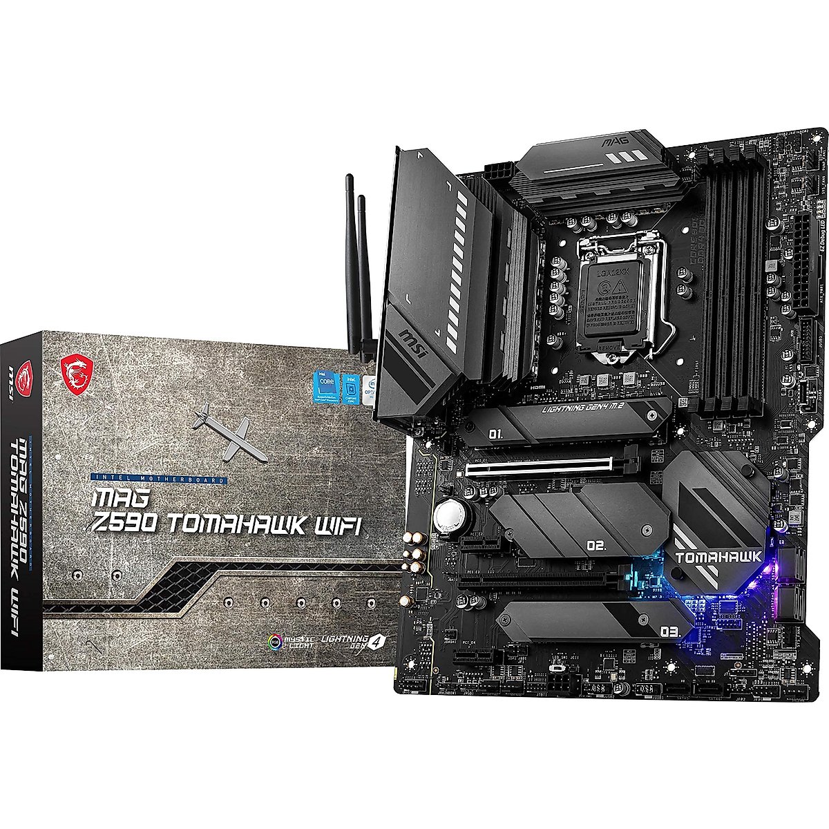 MSI MAG Z590 Tomahawk WiFi Computer Gaming Motherboard (ATX, 11th/10th Gen Intel Core, LGA 1200 Socket, DDR4, PCIe 4, CFX, M.2 Slots, USB 3.2 Gen 2, Wi-Fi 6E) Intel PC Motherboards (Renewed)