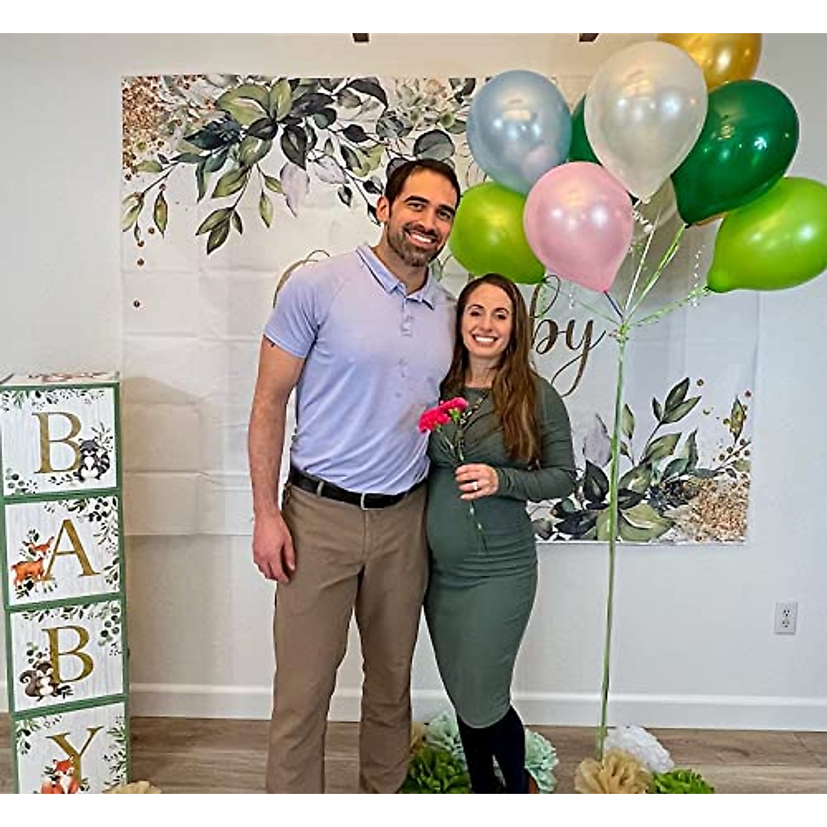 Avezano Green Eucalyptus Oh Baby Backdrop Greenery Oh Baby Shower Party Background Sage Green Newborn Baby Shower Banner Supplies(7x5ft)