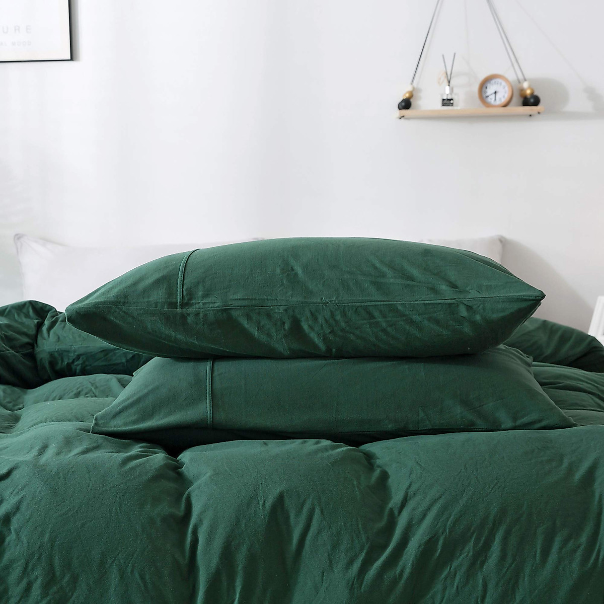 KAIANG 100% Jersey Cotton Duvet Cover Set with Two Pillowcases, Zipper Closure Design Comfy and Easy Care 3 Pieces … (Black, King)