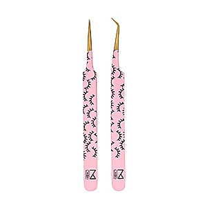 M LASH Eyelash Extension Tweezers (Set of 2) - Professional & Precision Lash Tweezers for Eyelash Extensions - Volume & Straight Tweezer for Stunning Results (PL)