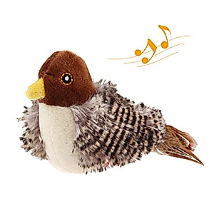 Gigwi Cat Toys for Indoor Cats, Interactive Cat Toy with Real Chirping Bird Electronic Sound, Cat Feather Toys with Soft Plush Relieve Boredom