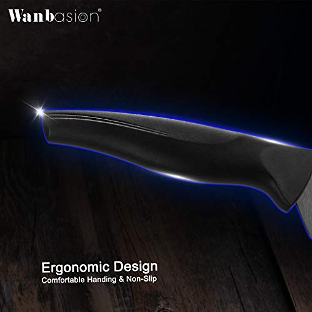 Wanbasion Black Stainless Steel Knife Set, Sharp Kitchen Knife Set Professional, Kitchen Knife Set Dishwasher Safe For Cooking