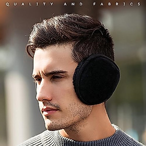 Winter Men Earmuffs, Big Size Foldable Polar Fleece Ear Warmers Women Adjustable Ear Muffs for Outdoor Activities (Brown)