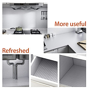 Snkxu Kitchen Wallpaper Oil Proof Sticker Backsplash Aluminum foil Oil self-Adhesive Paper Silver Cabinet Liner Waterproof and Heat Resistant Peel and Stick backsplash, 15.7X118.1 Inches