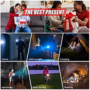 TUXUMAZ 9000 Lumens Rechargeable LED Flashlight, Waterproof, 5 Modes, 12.45Oz, Black