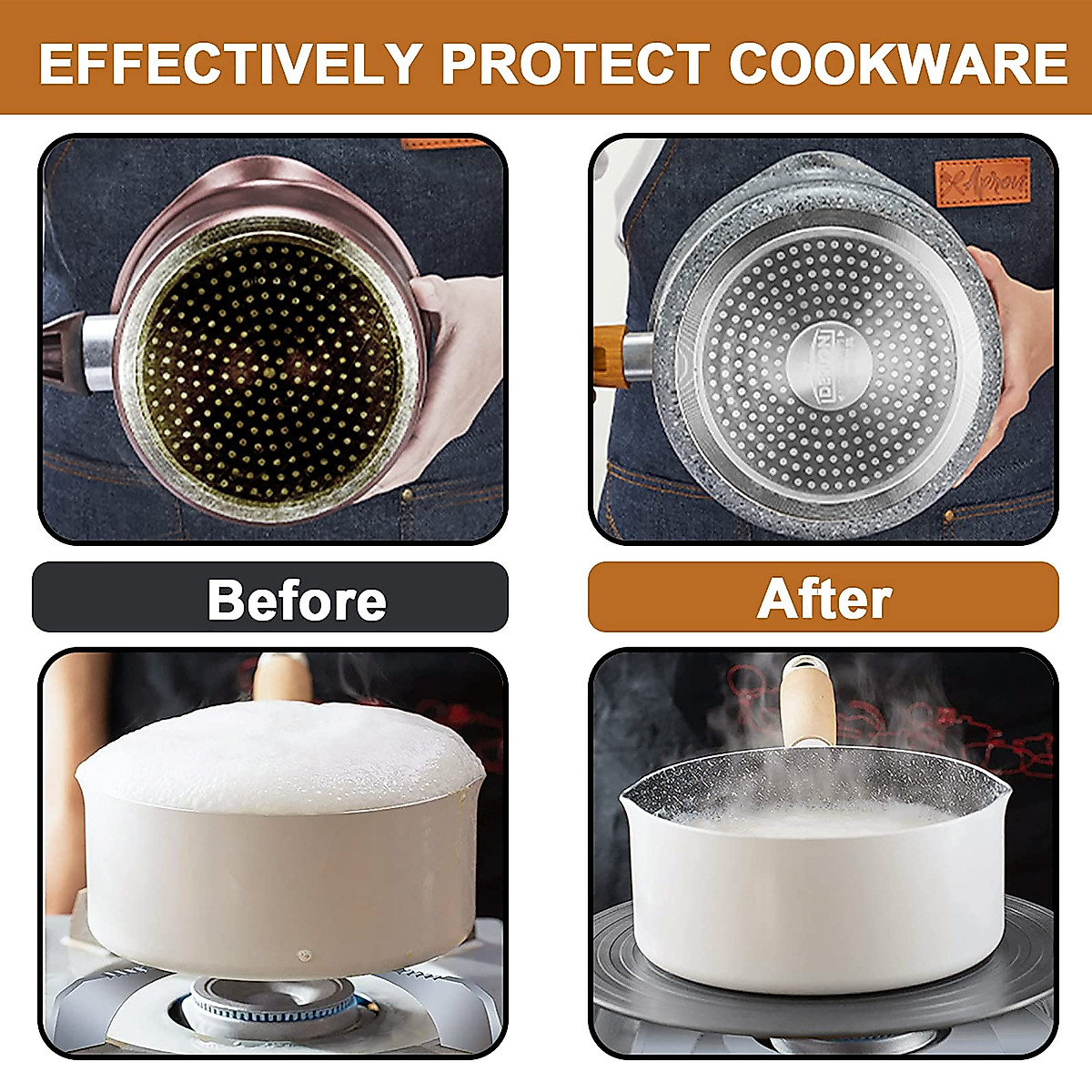 AHOUGER Heat Diffuser For Gas Stove,9.4''Heat Diffuser Plate Upgrade Thickening with Anti-Scalding Handle,Range Heat Diffuser Stove Top,Protects Pot Cookware Accessories