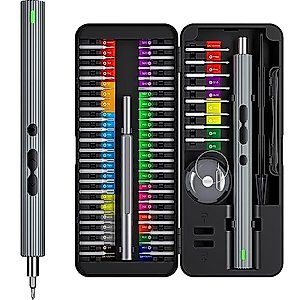 58 in 1 Electric Screwdriver Set, UF-TOOLS Rechargeable Cordless Screwdriver Kit, Precision Repair Tool Kit with 50 Bits, LED Lights, Charging Cable, Carrying Case, for Watches, Phones, Glasses