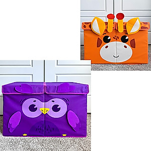 QUOKKA Large Toy Storage Box Owl & Small Toy Storage Box Giraffe Playroom Organizers