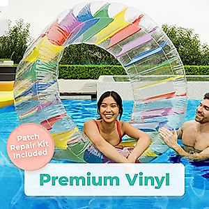 Greenco Kids Colorful Inflatable Water Wheel Roller Float | Giant Pool Float for Kids 52" Diameter | Inflatable Rolling Wheel | Lake Floats & Pool Toys | Summer Fun for Pool, Lake, Beach Party