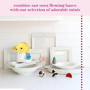 Nora Fleming Stoneware Bread Tray - Serving Platter for Appetizers, Side Dishes, and Dinners - Rectangular Design - Pair with One of Our Hand-Painted Minis - White