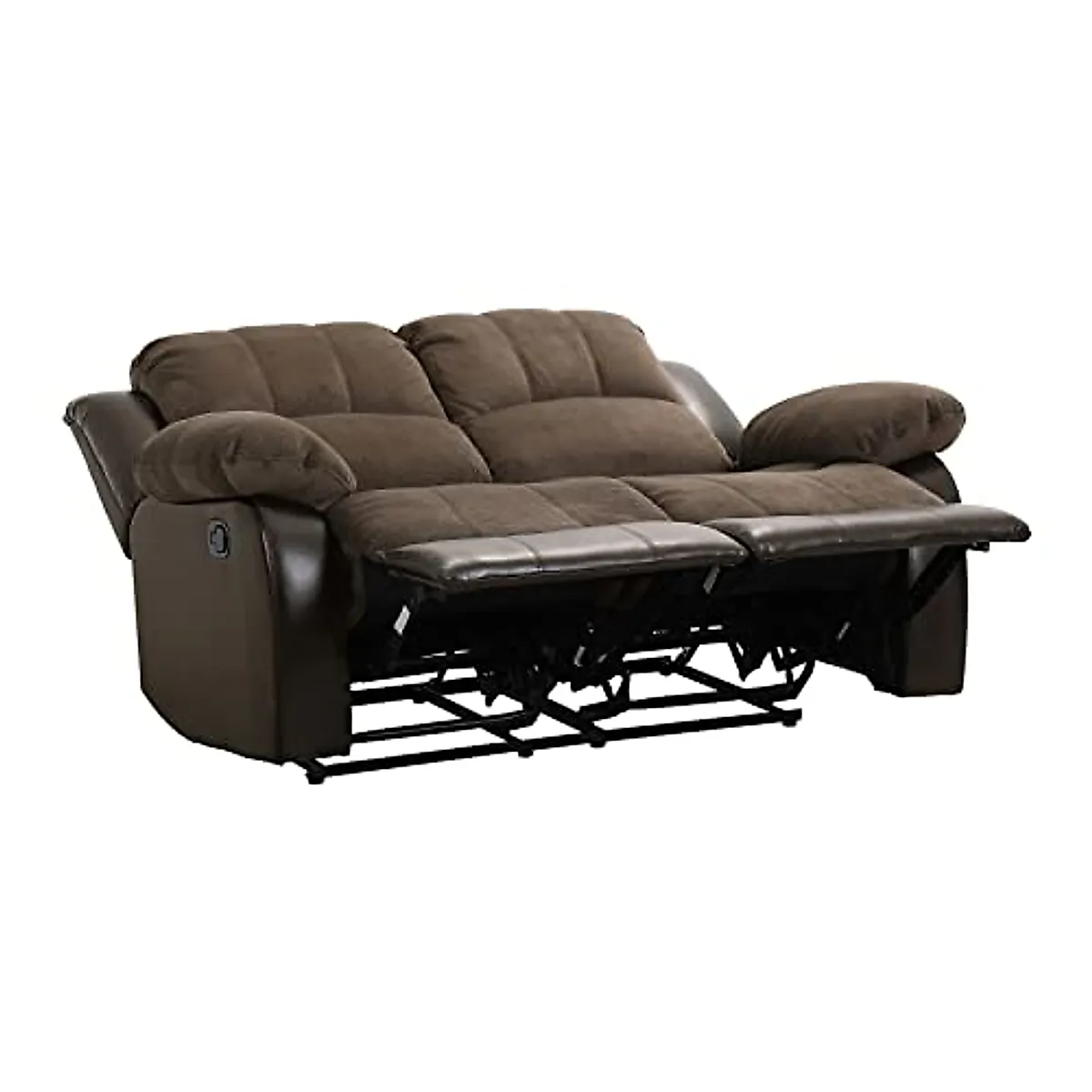 Lexicon Humphreys Loveseat Recliner - Soft Faux Leather Double Reclining Sofa, Manual Pull Tab, Wall Hugger, High-Density Foam, Solid Wood Frame, Easy Assembly, 62.5"W, Living Room, RV - Brown Shades