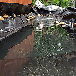 Ogrmar 7 x 10 ft LDPE Pond Liner,20 Mil Pond Skins for Fish Ponds,Water Features,Fountains,Waterfall and Water Gardens,Black(7 x 10ft)