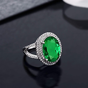 Gem Stone King 925 Sterling Silver 14X10MM Oval Gemstone Birthstone Ring For Women | Wedding Engagement Anniversary Promise Ring For Women | Available In Size 5, 6, 7, 8, 9