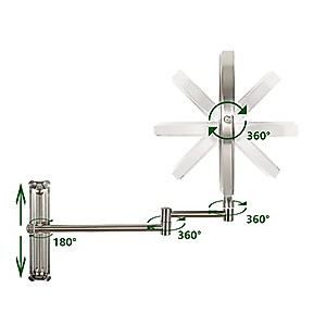 10 times magnification makeup mirror, wall-mounted makeup mirror can be moved up and down 8-inch bathroom double-sided mirror 360-degree rotation, 180-degree retractable folding brushed nickel