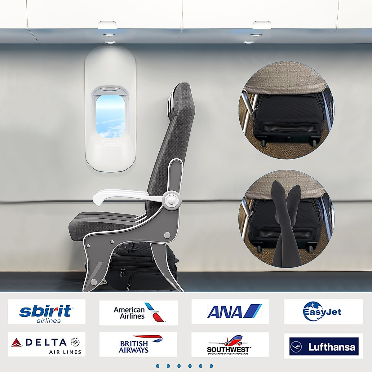 VANKEAN Carry On Underseat 16-inch Multi-functional Underseater Lightweight Overnight Suitcase with Wheels Roller Case for Women Men Travel Business, Black