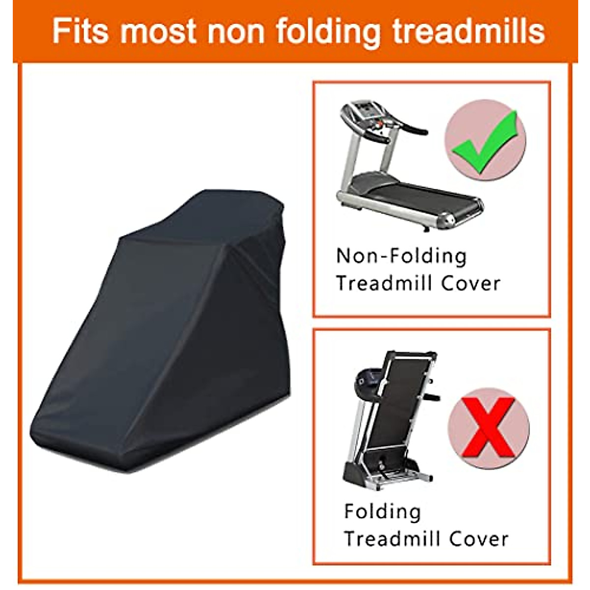 Oslimea Treadmill Cover Waterproof, Sunscreen Treadmill Cover for Indoor & Outdoor, Dust-Proof Sports Running Machine Protective Cover with Drawstring, Black (78''L x 37''D x 59''H, Non-Folding)