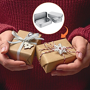 RHBLME 20 Pack Small Tin Box with Lid, 3.74" x 2.36" x 0.9" Metal Tin Box Container Mini Portable Small Storage Container Kit with Lid for Home Storage, DIY Craft Tools Storage