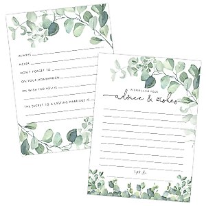 Your Main Event Prints Eucalyptus Advice and Wishes Cards for Bridal Showers, Weddings, and the Bride and Groom - Pack of 50 5"x7" Cards