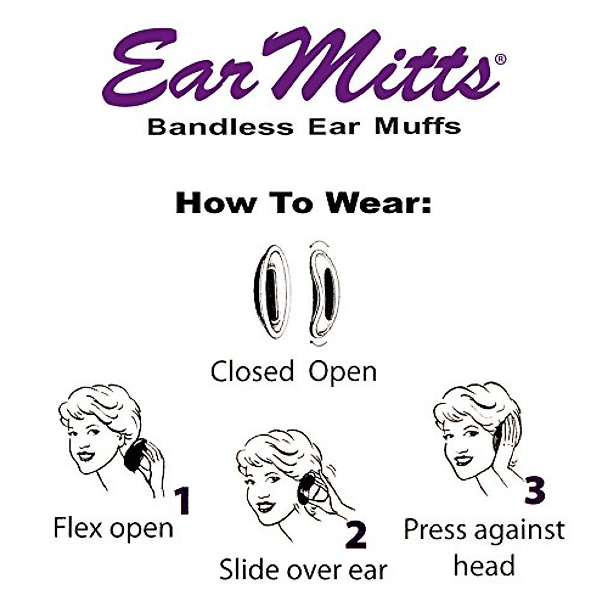 EAR MITTS 2 Pack Bundle Fleece Bandless Winter Ear Muffs, Black & Gray, Regular