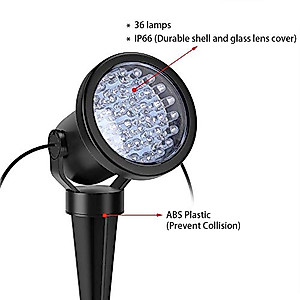 Garden Spotlights, IP66 Waterproof 36 LEDs Multi Colored Landscape Lights RGB Remote Control Outdoor Spotlights with Spiked Stand for Garden Yard Patio Lawn House Flag Tree Statue Pathway - Set of 2