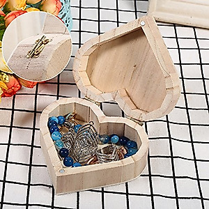 Yosoo Handcrafted Wooden Storage Box Heart Shaped Jewelry Box Container Organizer Portable