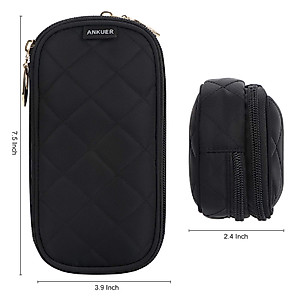 ANKUER Travel Makeup Bag for Women: Small Cosmetic Bag Organizer Cosmetic Case Pouch for Girls (Black)
