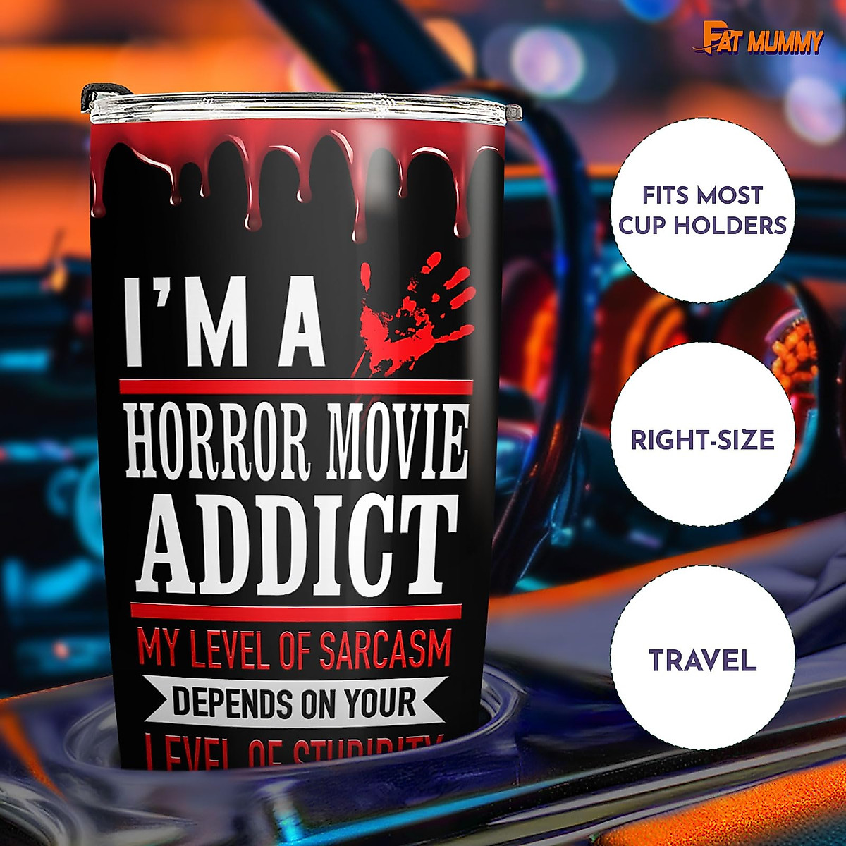 fat mummy Halloween Tumbler 20oz, Horror Gifts for Halloween, Horror Movies Addict Tumbler Stainless Steel, Scary Characters Coffee Mug, Horror Tumbler Gifts for Christmas, Birthday