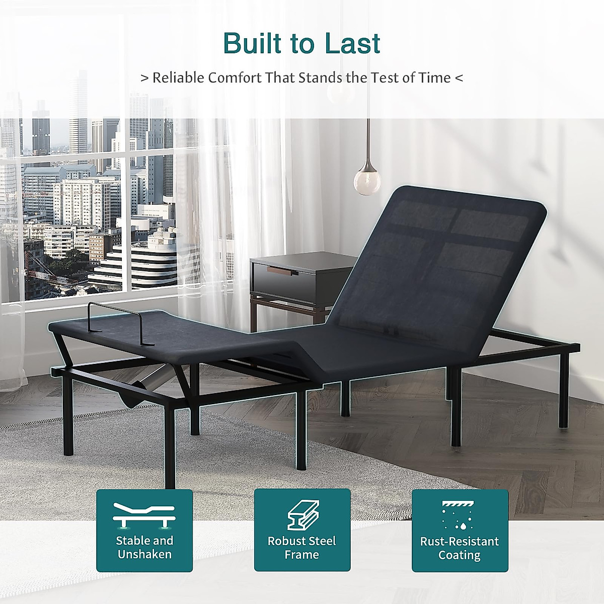 Twin XL Adjustable Bed Frame with Head and Foot Incline, Electric Adjustable Bed Base with New Generation Motor, Adjustable Bed for Seniors with Wireless Remote Control, 400 Lbs Capacity