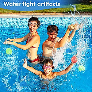 Reusable Water Balloons, 70 Pcs Water Balls, Cotton Balls for Water Fight Outdoor, Splash Summer Fun Toys for Kids Outside, Water Soaker Balls for Pool Trampoline and Beach, Summer Activities Balls