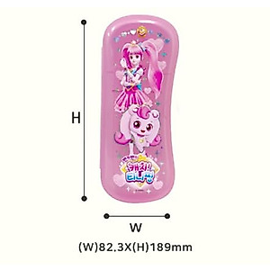 Generic TNB Teenieping Character Dinnerware Set with Case, Cutlery Set, Fork, Spoon, Tableware, Training Chopsticks for Beginners with Silicone Rings (Splashping), m, Pink, blue, purple