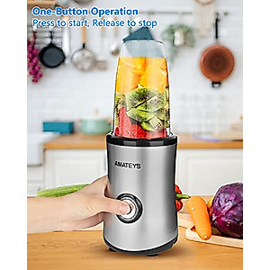 Amateys Personal Blender with Button,Professional Kitchen Blender for Smoothies and Shakes,17oz Portable Smoothie Blender ,Easy Cleaning&Operation,Height 12 Inch Suitable for Travel Carrying or Storage