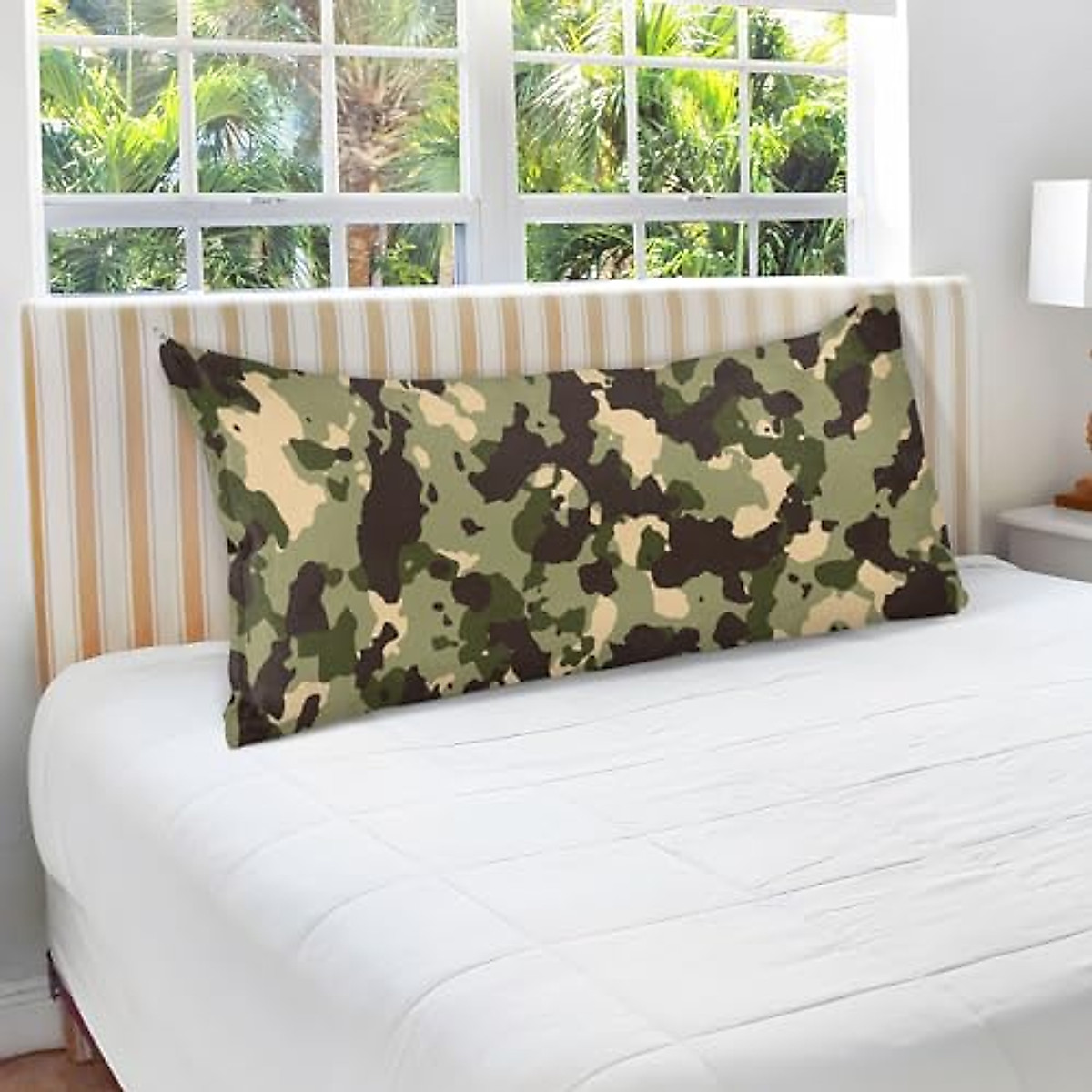 Camo Pillowcase for Hair and Skin Body Pillow Cover Long Body Pillow Case Cover 20"X 54" Super Soft Pillow Case with Zipper for Women Men