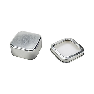 Coshar 10pcs Square Metal Storage Organizer Mini Tin Box with Clear Window Lids for Candy, Candles, Lip Balms and Solid Perfumes (Silver)