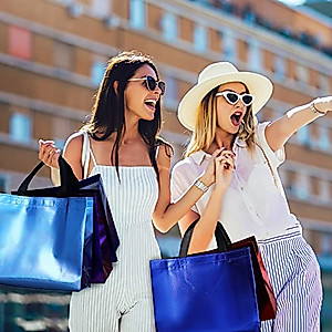 24 Pack Gift Bags Mix Color Set Nonwoven Reusable Shiny Gift Bags with Glossy Finish with Handle Grocery Bags,birthday Bag Favor Bags Goodie Bags for for Party Wedding (13 x 5 x 11 Inches)