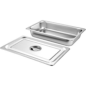 Mophorn 4 Pack Hotel Pan 3.7" Deep Steam Table Pan Full Size with Lid 20.8" L x 13" W Hotel Pan 22 Gauge Stainless Steel Anti Jam Steam Table Pan
