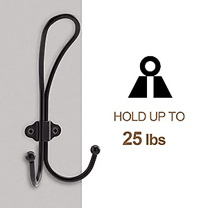 YTJG Coat Hooks Hardware, 4Pcs Wall Hooks Heavy Duty Hooks for Hanging Coats Double Robe Hooks Wall Mounted for Key, Towel, Bags, Cup, Hat