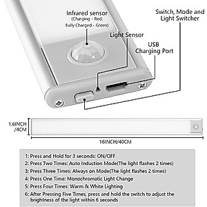 HOMMPA Nightstand with Auto Led Light Grey Night Stand with Infrared Sensor Lights 3 Colors Adustable Brightness Led Bedside Table with Metal Frame 2 Drawers High Gloss Modern Night Stand for Bedroom